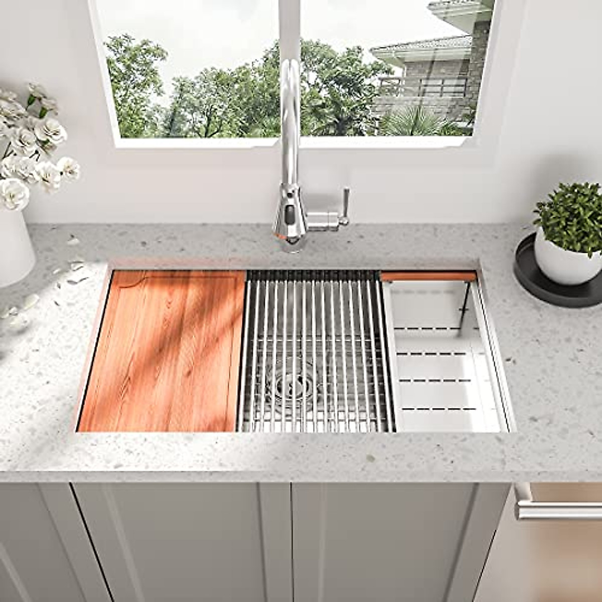 33 Inch Undermount Kitchen Sink - Beslend 33x19 Inch Undermount Sink Ledge Workstation Kitchen Sink Stainless Steel 16 Gauge 10 Inch Deep Single Bowl Kitchen Sink