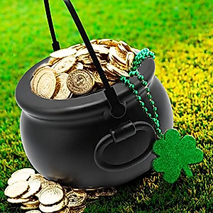 SpinLaLa 8" Plastic Black Cauldron Kettle Halloween Candy Bowl, Large Witch Cauldron Pot Bucket for Halloween Decorations Trick or Treat Party Supplies