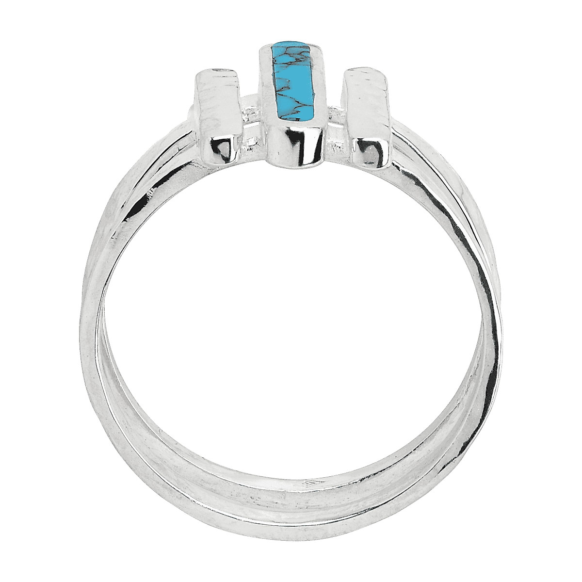 Silpada 'Strait To It' Compressed Turquoise Three-Bar Ring in Sterling Silver, Size 8, Size 8