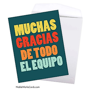 NobleWorks - Large Group Thank You Card in Spanish (8.5 x 11 Inch) Gratitude, Appreciation Gift - Big Thanks From The Team-Spanish J6884TYG-SL-US