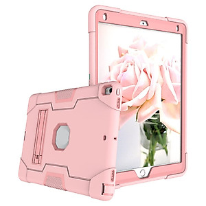 Jaorty Case for iPad Air 3 10.5" 2019,for iPad Pro 10.5 inch 2017 Case,3 in 1 Hybrid [Soft&Hard] Heavy Duty Rugged Stand Shockproof Anti-Slip Anti-Scratch Full-Body Protective Case,Pink