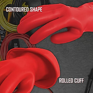 MAGID Insulating Electrical Gloves, Size 9, Class 0 | Cuff Length - 11", Lineman Gloves, Electrician Gloves, Voltage Gloves, M011R9