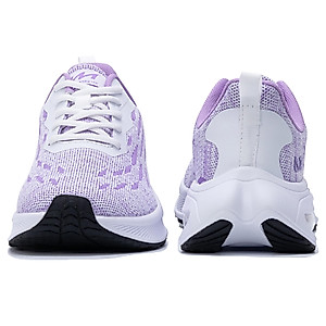 MAFEKE Women Air Running Shoes Athletic Tennis Lightweight Breathable Mesh Sneakers for Walking Jogging Workout Travel Non Slip Footwear WhitePurple Size 10.5