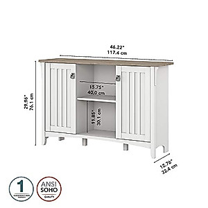 Bush Furniture Salinas Accent Storage Cabinet with Doors, Pure White and Shiplap Gray