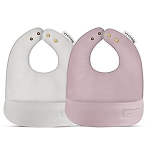 Bleu La La Silicone Free Vegan Leather Buttery Soft Bibs with Pocket for Infants & Babies
