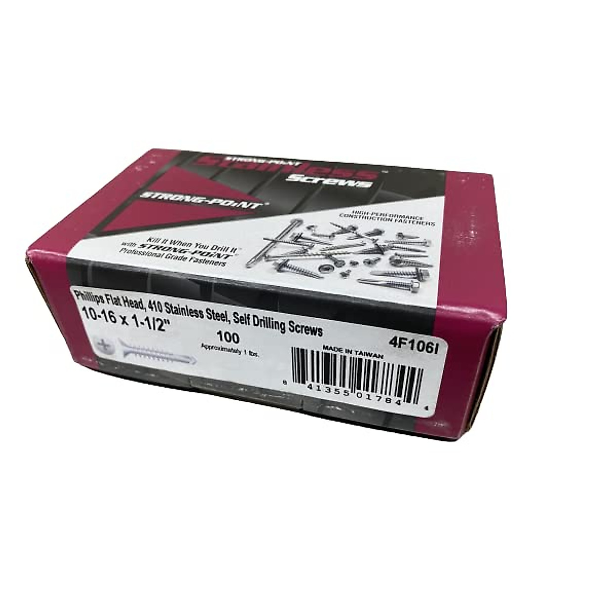 410 Stainless 10 X 1 1/2" Flat Phillips Head Self-Tapping Self-Drilling TEK Screw 1LB Convenient Packaging (100 PCS)