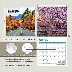 2024 Seasons Monthly Wall Calendar by Bright Day, 12 x 12 Inch Spring Summer Autumn Winter