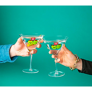 BigMouth Inc. Olive Martini Set – Set of 2 – Each Glass Holds 8 oz, First Glass Reads “Olive You”, Second Glass Reads “Olive Me Too” - Makes a Great Gift, Made of Glass, Clear, BMCG-0005