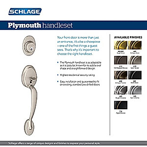 SCHLAGE F60 V PLY 609 FLA Plymouth Front Entry Handleset with Flair Lever, Deadbolt Keyed 1 Side, Antique Brass