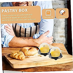 TIDTALEO 100pcs Clear Gift Box Plastic Container Paper Cups with Lids Mini Cake Dome Mini Containers Mini Cupcake Container Egg Yolk Tray Small Cake Moon Cake Clamshell Mini Paper Cups