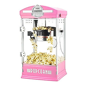 Great Northern Popcorn Big Bambino Popcorn Machine - Old Fashioned Popcorn Maker with 4-Ounce Kettle, Measuring Cups, Scoop and Serving Cups (Pink), 10.8" x 9.7" x 19.5"