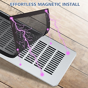 4 Pack Strong Magnetic Floor Vent Cover - PVC Mesh Register for Wall Ceiling Floor Catch Debris Hair Insect (Black, 4 x 10 Inch)