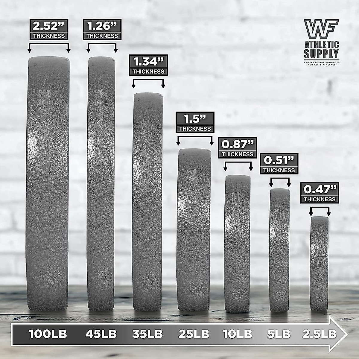 WF Athletic Supply 290lb & 300lb & 555lb Traditional/Classic Olympic Weight Plates Set with 7 ft. Olympic Barbell, Great for Strength Training, Weightlifting, Bodybuilding & Powerlifting