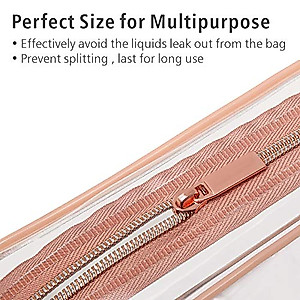 PACKISM Clear Makeup Bag with Zipper, 3 Pack Beauty Clear Cosmetic Bag TSA Approved Toiletry Bag, Travel Clear Toiletry Bag, Quart Size Bag Carry on Airport Airline Compliant Bag, Rose Pink(for age 12 or above)