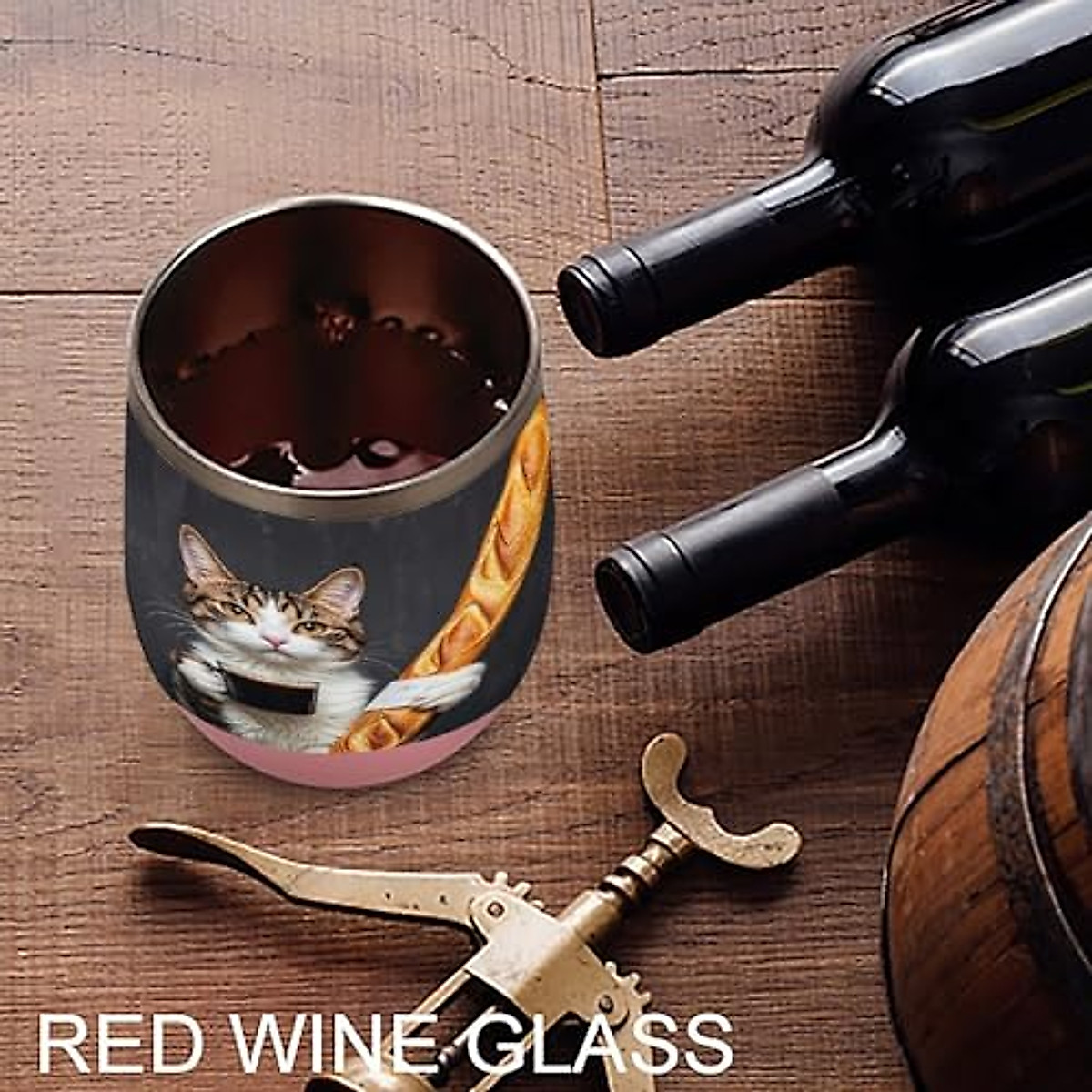 OPTKSNCU 304 Stainless Steel Insulated Cup with Lid, Cat Holding Something Print Durable, And Easy to Clean – Ideal for Home, Office, And Gift Giving