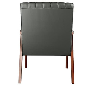 Edenbrook Carlton Exposed Wooden Arm Accent Chair for Living Room-Real Wood-Modern Channeled Tufting, Gray