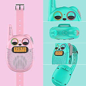 Qniglo Walkie Talkies for Kids Rechargeable, 2 Pack Kids Walkie Talkie with FM Handheld Walki Talki with Wearable Lanyard & Wrist for Outdoor Camping Games & Birthday Xmas Toys Gifts for Boys Girls