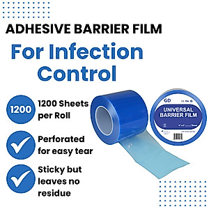 Blue Barrier Film 1200 Sheets 4" x 6", Thick Adhesive Disposable Protective PE Film Barrier Tape, Dental Barrier Film, Tattoo Film, Tattoo Protection Film & Tattoo Machine Wrap