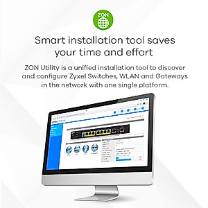 ZYXEL 8-Port PoE Switch Gigabit Ethernet Smart (GS1900-8HP REV 03F) - Managed, with 8x PoE+ @ 70W, Desktop or Wall mount. Limited Lifetime Protection