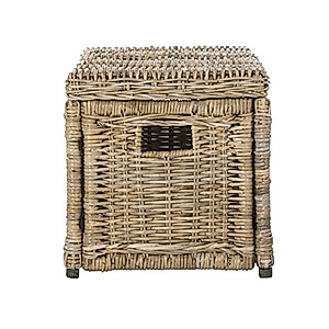 happimess HPM9002B Elijah 30" Wicker Storage Trunk, Collapsible for flat storage, Rattan-Kubusoft Gray, Coastal for Office, Dorm Room-LivingRoom, Bedroom, Dining Room, Natural