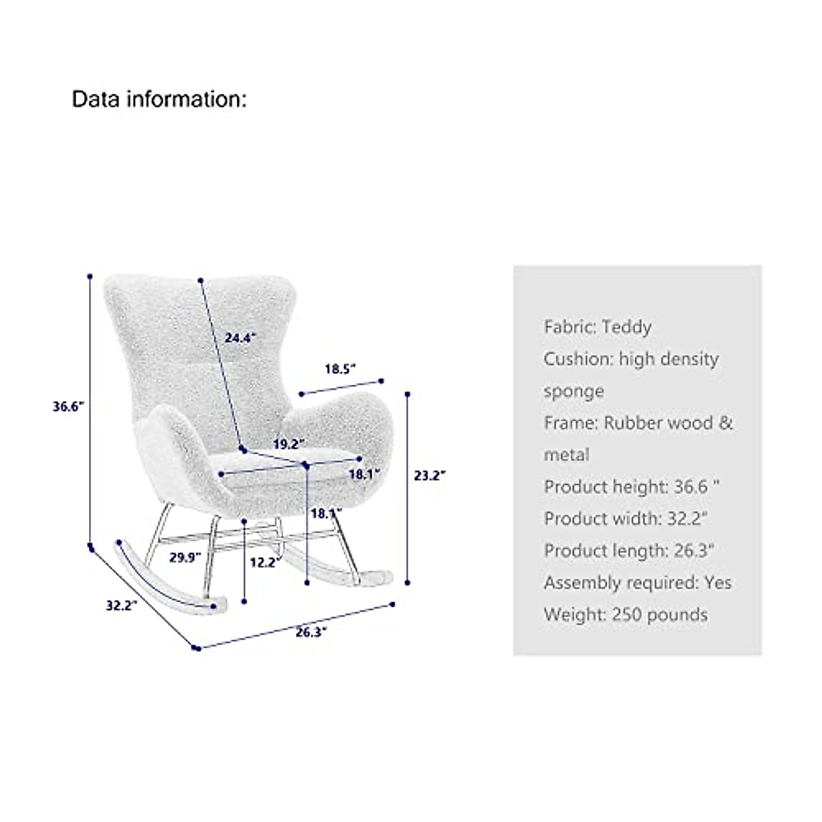 Kiztir Small Rocking Chair Nursery, Modern Rocking Chair with High Backrest, Comfy Accent Glider Chair for Nursery, Living Room, Bedroom (Beige)