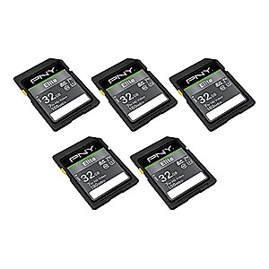 PNY 32GB Elite Class 10 U1 V10 SDHC Flash Memory Card 5-Pack - 100MB/s Read, Class 10, U1, V10, Full HD, UHS-I, Full Size SD