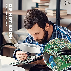 10x Magnifying Glass with Light and Stand Large Magnifying Lamp Magnifying Glasses with Light for Close Work Reading Hobby Crafts Workbench