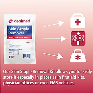 Dealmed Sterile Staple Removal Kit, Includes Staple Remover and Gauze Sponge, Staple Removal Tool Single-Use Kit, Ideal for Hospitals and Clinics (1 Kit)