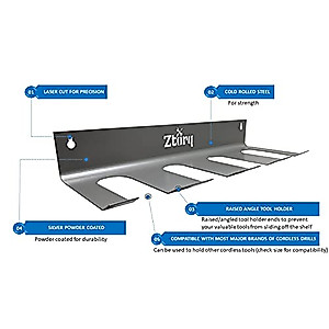 Ztorq Cordless Drill Tool Organizer - Drill Holder Storage Wall Mount Rack to optimize Garage Organization and Power Tool Storage