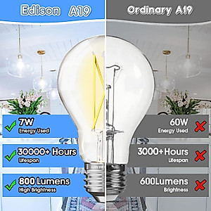 VOLIVO 24 Pack Vintage LED Bulbs, A19 Dimmable LED Light Bulb, 2700K Warm White, 60W Equivalent, CRI 80+, Clear Glass Filament Bulbs, 7W, E26 Standard Base, Classic Edison Antique Style Bulbs for Home