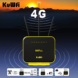 KuWFi vSIM Hotspot 4G LTE Router 1200Mbps Dual Band Gigabit WiFi External Antenna with US 2GB Data vSIM Router Offer high-Speed Data Plans to accommodate RV orRural No Contract Plug and Play