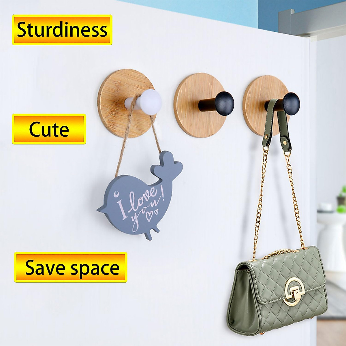 BeiLeiNiceHK Wall Hooks for Hanging Heavy Duty, Sticky Coat Heavy Duty Hooks for Hanging,4 Pieces Small Decorative Adhesive Wall Hooks for Clothes,Backpack,Key,Hat