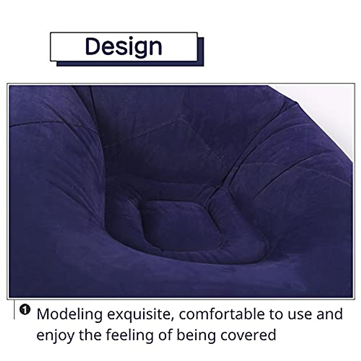 NBT Deluxe Inflatable Flocking Single Beanless Sofa, Lazy Sofa, Chaise Lounge, Home Leisure Seat, Suitable for Home or Outdoor (Multiple Colors) (Dark Blue)