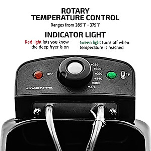 Ovente Electric Deep Fryer 2 Liter Capacity, 1500W with Lid, Viewing Window, Adjustable Temperature Knob and Stainless Steel Frying Basket Perfect for Fried Chicken, Nuggets & Fries, Silver FDM2201BR