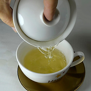 Liang baobao Traditional Gaiwan Tea Set with Lid and Saucer Classic Chinese Tea Cup Porcelain Teacups 200ml White