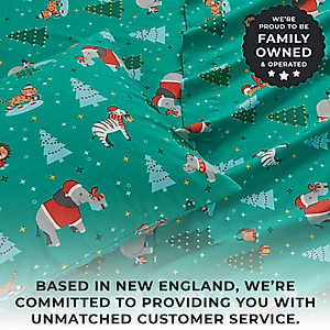 Great Bay Home 3 Piece 100% Turkish Cotton Twin Christmas Flannel Sheet Set | Kids Holiday Printed Bedding Sheets & Pillowcases | Double-Brushed Flannel Bed Sheets (Twin, Safari Animal Christmas)