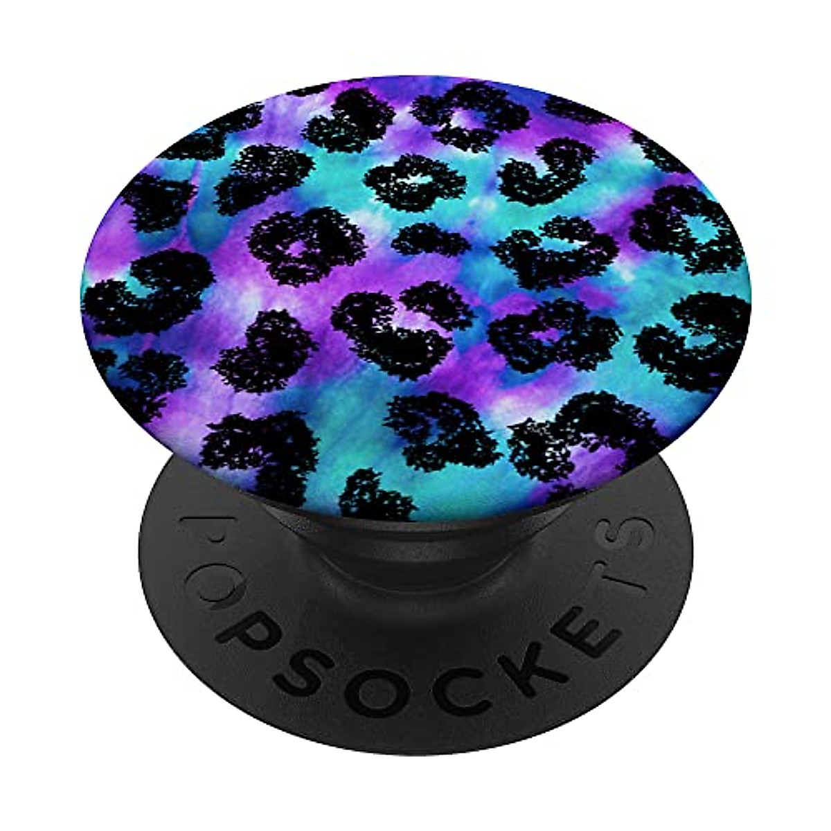 Purple Turquoise Leopard Tie Dye Print PopSockets Swappable PopGrip