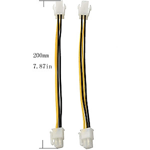 Longdex ATX Plug CPU Power Adapter Cable 4PCS 8Inch 4-Pin ATX Male to 4-Pin ATX Female 12V Motherboard Power Extension Cable