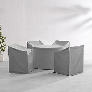 Crosley Furniture Patio Furniture Covers, Waterproof 5-Piece Cover Set for Round Outdoor Dining Sets, Gray