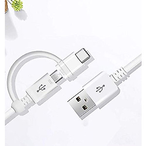 Dual MicroUSB + USB-C Switch Cable Compatible with Samsung Godiva Provides All Around True USB Fast Quick Charging Speeds! (White)
