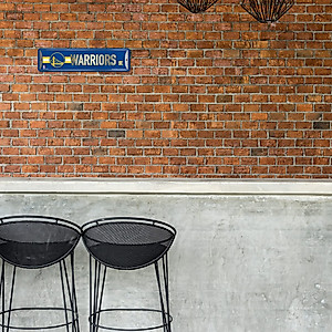 Rico Industries NBA Golden State Warriors Home Décor Metal Street Sign (4" x 15") - Great for Home, Office, Bedroom, & Man Cave - Made,Silver