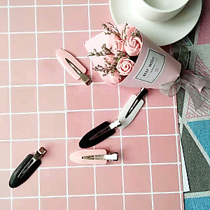 6 Pieces No Bend Hair Clips, No Crease Hair Clip for Hairstyling, Makeup Clips for Women and Girls (Black&Pink&White)