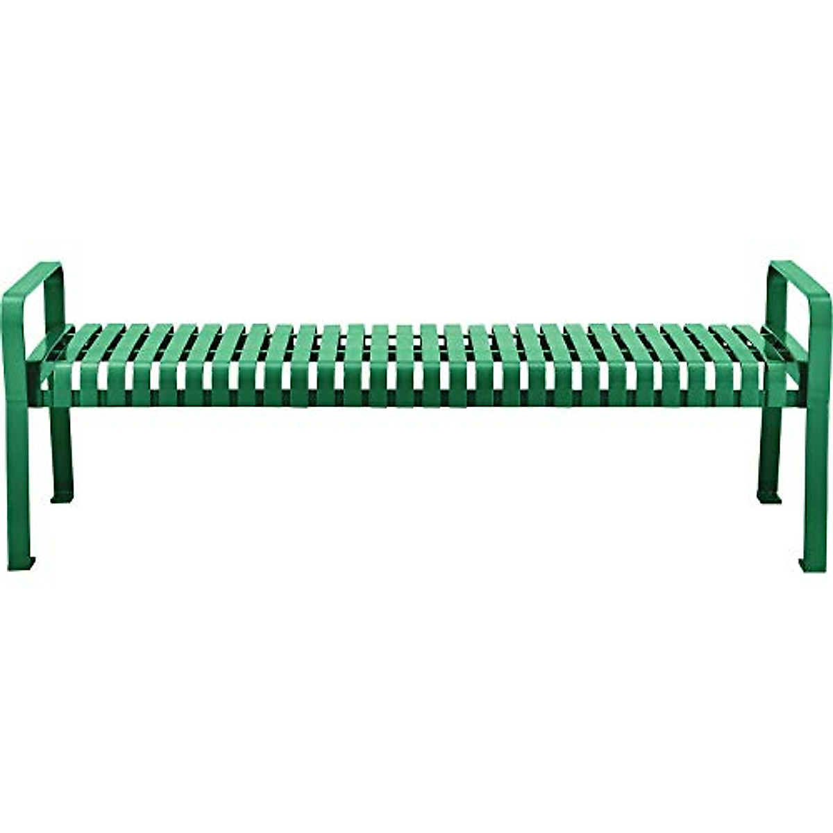 Global Industrial 96" L Outdoor Steel Slat Park Bench Without Back, Green