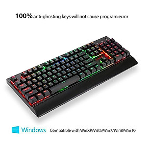 Redragon K557 RGB Backlit Mechanical Gaming Keyboard with Blue Switches, Aluminum Base, Anti-ghosting 104 Keys