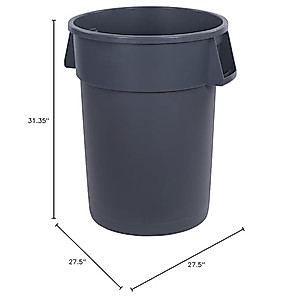 Carlisle FoodService Products 34104423 Bronco Round Waste Container Only, 44 Gallon, Gray
