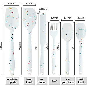 Heat Resistant Silicone Spatulas Set 6pcs, Seamless Design Non-Stick Mixing Spatulas with Stainless Steel Core, Premium BPA-Free Rubber Spatula Baking Cooking Utensile for Home Kitchen BBQ (white)