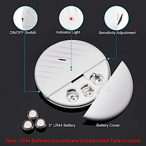 WSDCAM Glass Break Sensor Alarm 125dB Ultra-Slim Wireless Glass Break Detector Window Alarm Vibration Sensor for Home Window and Door Security - 4 Pack
