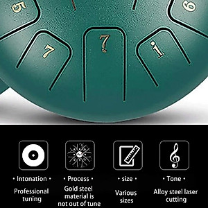 KACYDI Steel Tongue Drum 11 Notes 8 Inches Handpan Drum Percussion Instrument, Tank Chakra Drums Padded with Travel Bag, Mallets, Finger Picks, for Meditation, Entertainment, Music and Gift