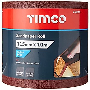 TIMCO 231210 Sandpaper Roll 80 Grit Red - 115mm x 10m