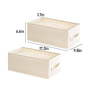 Temiminime Wardrobe Drawer Organizer for Clothes, 10 Grids 2Pack, Closet Organizers and Storage Bins for Legging Yoga Pants Shirt, with Handle & Removable Bottom Cardboard